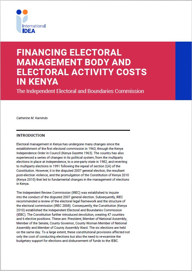 Financing Electoral Management Body and Electoral Activity Costs in ...