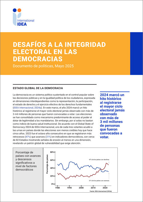 Desafíos a la Integridad Electoral en las Democracias. Documento de políticas, Mayo 2025 ...